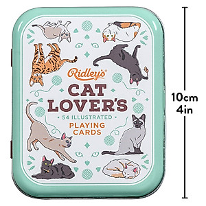 Ridley’s Cat Lover’s Deck of Index Playing Cards – 54 Beautifully Hand-Illustrated Cat Playing Cards – Includes a Durable Storage Tin for Easy Travel – Makes a Unique Gift Idea