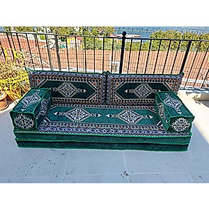 8 Thickness Royal Blue Floor Cushions, Arabic Floor Sofa Seating, Floor Couches, Arabic Majlis, Pallet Sofa, Sectional Sofa, Bench Cushions (Green)