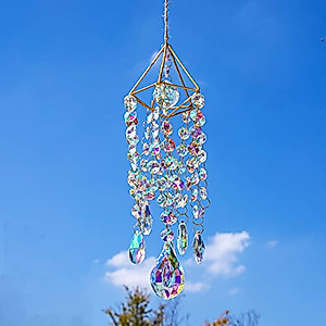 Crystal Suncatchers Hanging Wind Chime Style Garden Suncatcher Rainbow Maker Handmade Gold Plated Suncatcher