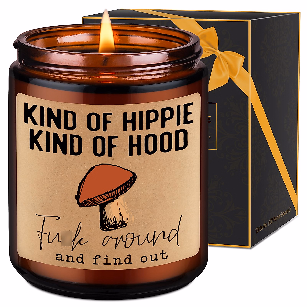 LEADO Kind of Hippie Kind of Hood Scented Candles, Hippie Room Decor - Hippie Gifts, Boho Gifts for Women, Men - Funny Birthday, Christmas, Hippy Gifts for Hippie Friends, Bestie, BFF, Her