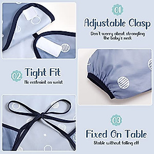 3 Pcs Coverall Baby Feeding Bib Long Sleeves Bib Attaches to Highchair Booster Seat Table Baby Smock for Eating Easy to Clean Baby Apron Neutral Weaning Bib for 6-36 Months Toddler Boys Girls Kids