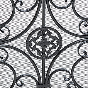 Christopher Knight Home Wilmington Fireplace Screen, Silver Flower On Black