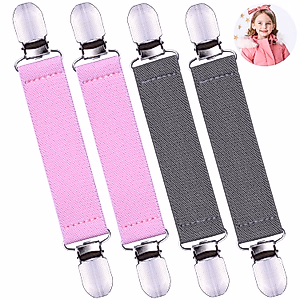 Wisdompro Mitten Clips, 4 Pieces Glove Clips with Elastic Strap for Toddlers, Kids, Adults - Gray and Pink