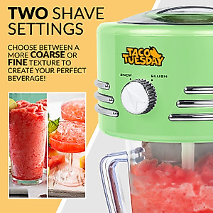 Nostalgia Taco Tuesday Frozen Drink Maker and Margarita Machine for Home - 40-Ounce Slushy Maker with Stainless Steel Flow Spout - Easy to Clean and Double Insulated - Lime Green