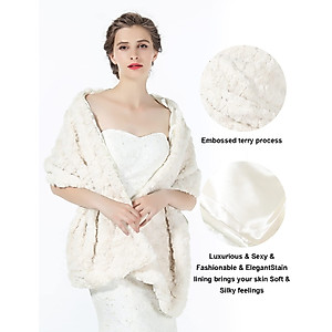 BEAUTELICATE Faux fur Shawl For Women Wedding Bridal Wrap Stole Shrug Warm Winter Cover Up for Evening Dress