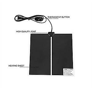 Sixrun Reptile Pet Heating Pad Mat Bed Under Tank Warmer Mat Heating Mat Brooder Incubator for Reptile Dogs Cats(14W)