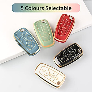 MILD EAST For Ford Key Fob Cover with Keychain, Soft TPU Key Case Shell Full Protection for Ford Explorer Fusion Escape Edge Expedition F150 F250 F350 F450 F550 Maverick Mustang(Blue)