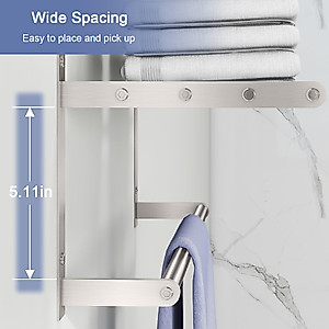 24 Inch Towel Racks for Bathroom, 2-Tire Bathroom Shelf with Towel Bar, Rustproof SUS304 Stainless Steel Wall Mounted Bath Towel Rack, Lavatory Bathroom Towel Storage Towel Holder - Brushed Nickel