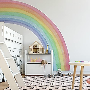 funlife Vinyl Large Rainbow Wall Mural Stickers Peel and Stick, Precut Giant Vibrant Half Watercolor Rainbow Wall Decals for Girls Bedroom Kids Nursery Room Playroom, 78.74" x 70.87"