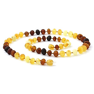 TipTopEco Baltic Amber Adult Necklace (Women and Men) - 17.7 Inches Long - Raw Unpolished Beads (Rainbow, 17.7)