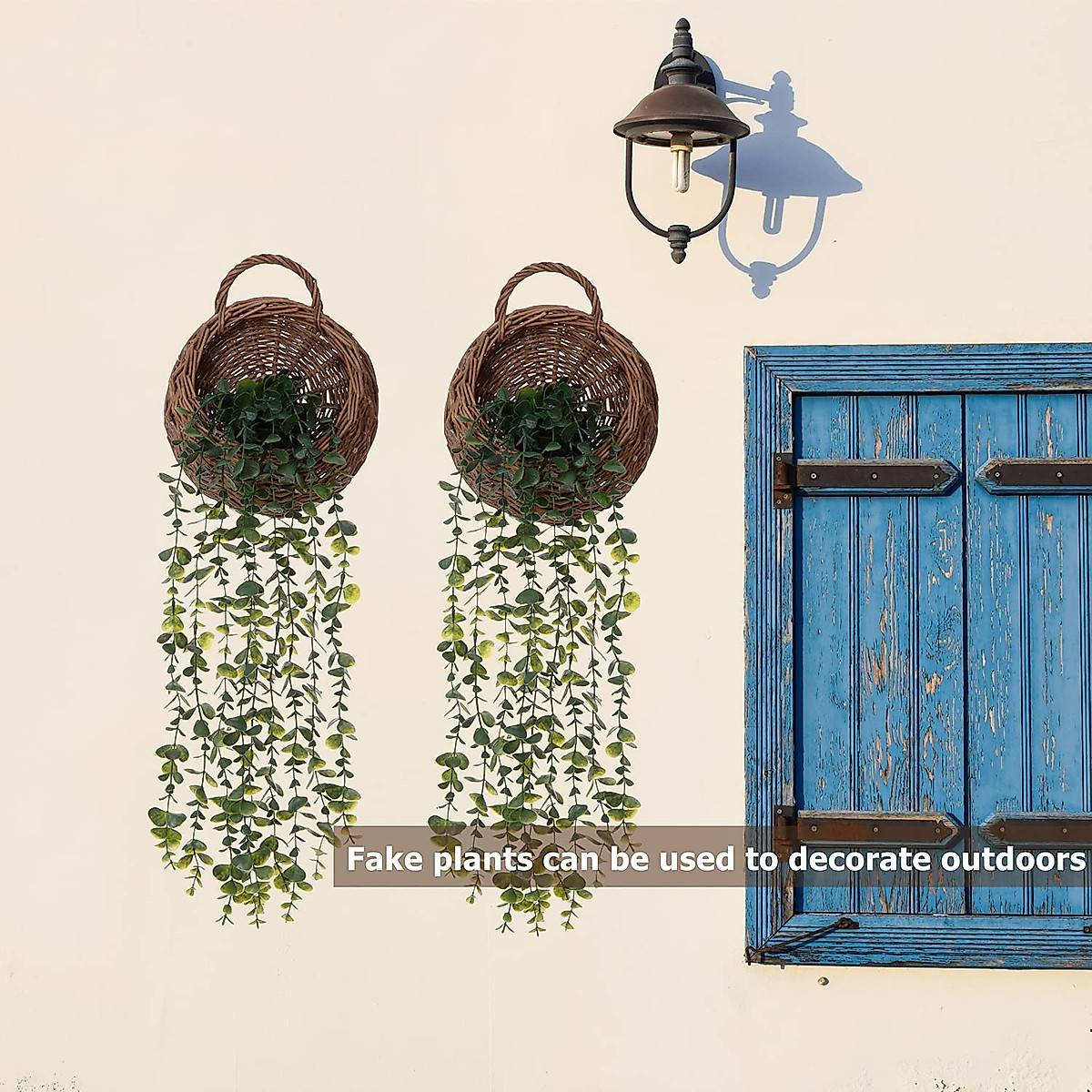 Mizii Artificial Hanging Plants,2 Pack 1.8ft Eucalyptus Vine Fake Leaves Green Chain for Indoor Outdoor Wall Shelf Home Room Balcony Garden Wedding Decor