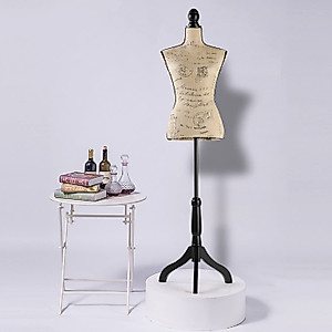 Female Mannequin Adjustable Dress Form-Large Torso Tripod Stand Display，100% Handmade Soft Stretchy，High Density Foam Portable Display Mannequin, for Sewing Dressmaker Jewelry Display(Brown)