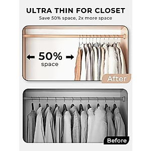 SMARTOR Clothes Hangers 50 Pack, Non-Velvet Plastic Hangers for Clothes | Heavy Duty Coat Hanger | Space Saving Closet Hangers with Chrome Swivel Hook | Non-Flocked Hangers Slim Hangers - Light Grey