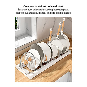 Expandable Pot and Pan Organizer for Cabinet,Anti Slip Adjustable Dividers Pot Lid Rack Holder for Cabinet Kitchen Cookware Bakeware Plate