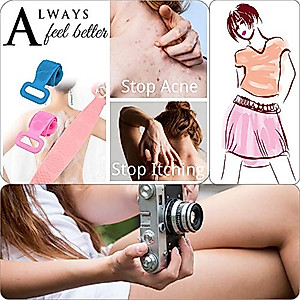 QGZ 2Pcs Long Silicone Back Scrubber for Shower, Back Cleaner, Silicone Shower Scrubber, Body Bath Brush, Exfoliating Loofah Brushes for Men and Women, Silicone Bath Scrubber, Double Sided