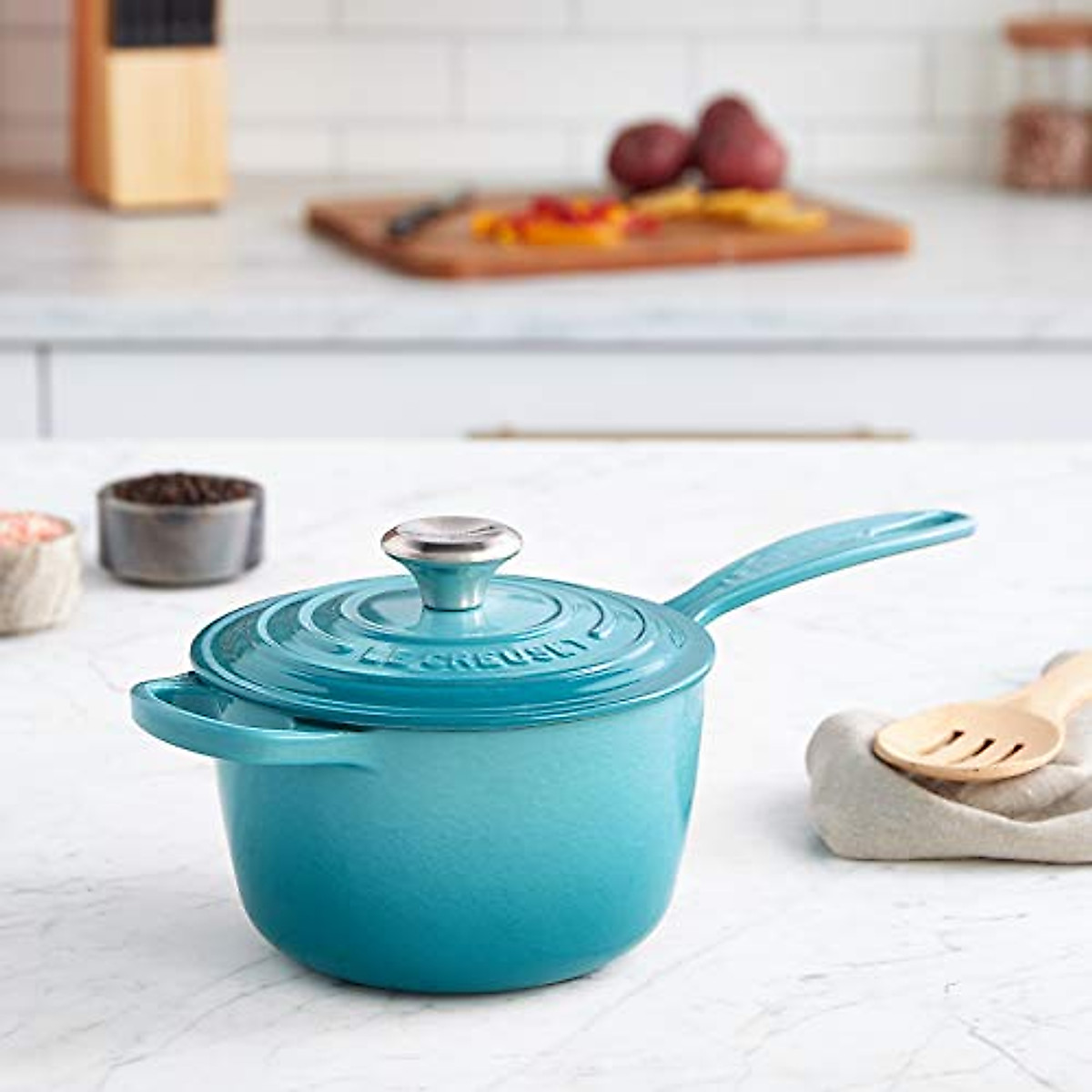 Le Creuset Enameled Cast Iron Signature Saucepan, 1.75 qt., Caribbean