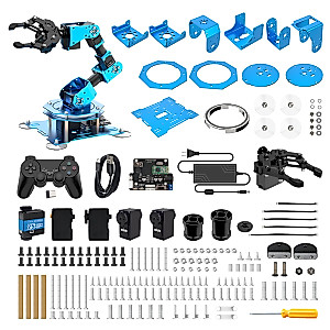 LewanSoul Robotic Arm for Arduino Coding Programming 6DOF xArm 1S STEM Educational Building Robot Arm Kits, 6 AXIS Full Metal Robotic Arm Wireless Handle/PC/App/Mouse Control Learning Robot