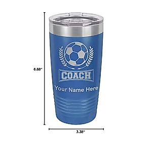 LaserGram 20oz Vacuum Insulated Tumbler Mug, Soccer Coach, Personalized Engraving Included (Dark Blue)