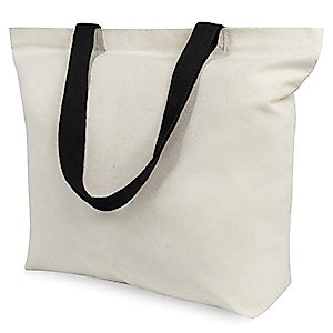 TOPDesign 6-Pack Canvas Tote Bags with Magnetic Snap, Reusable Grocery Shopping Bags, DIY Your Creative Designs