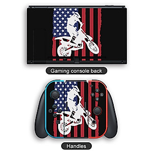Dirt Bike Motocross Supercross USA Flag Switch Sticker Skin Cute Pattern Full Wrap Skin Protection for Switch