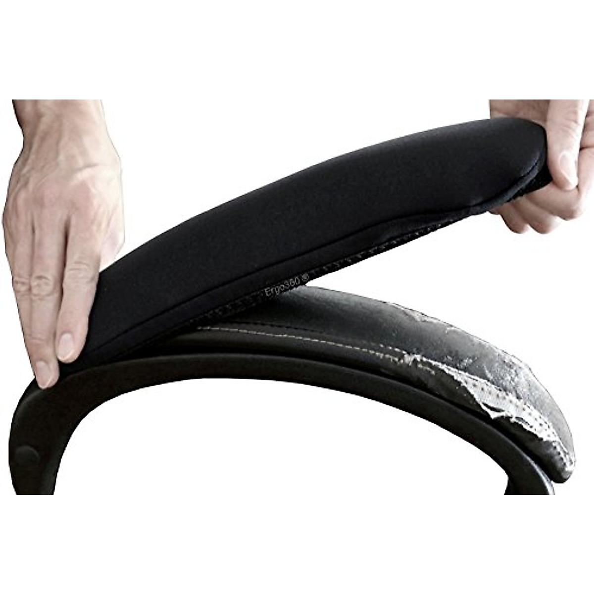 Ergo360 Soft Neoprene Chair Arm Pad Covers Stretch Over Armrests 13" to 17". Restore, Protect and Cushion. Complete Set of 2. Made in The USA.