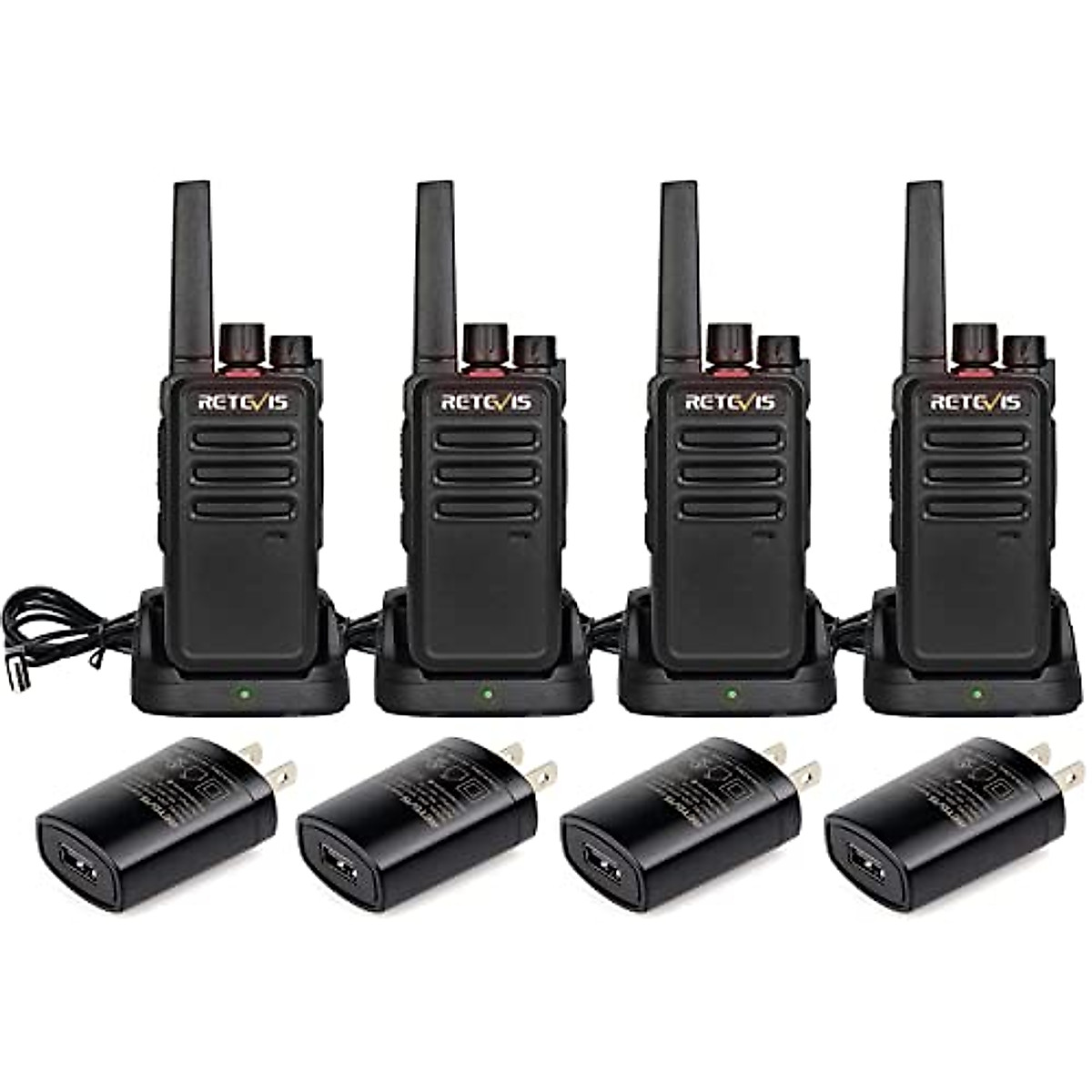 Retevis RT68 Walkie Talkie(10 Pack) with Earpiece(6 Pack) with 6 Way Multi Unit Charger(1 Pack), Two Way Radios Rechargeable, Heavy Duty Walkie Talkies for Adults, for Restaurant School Manufacturing