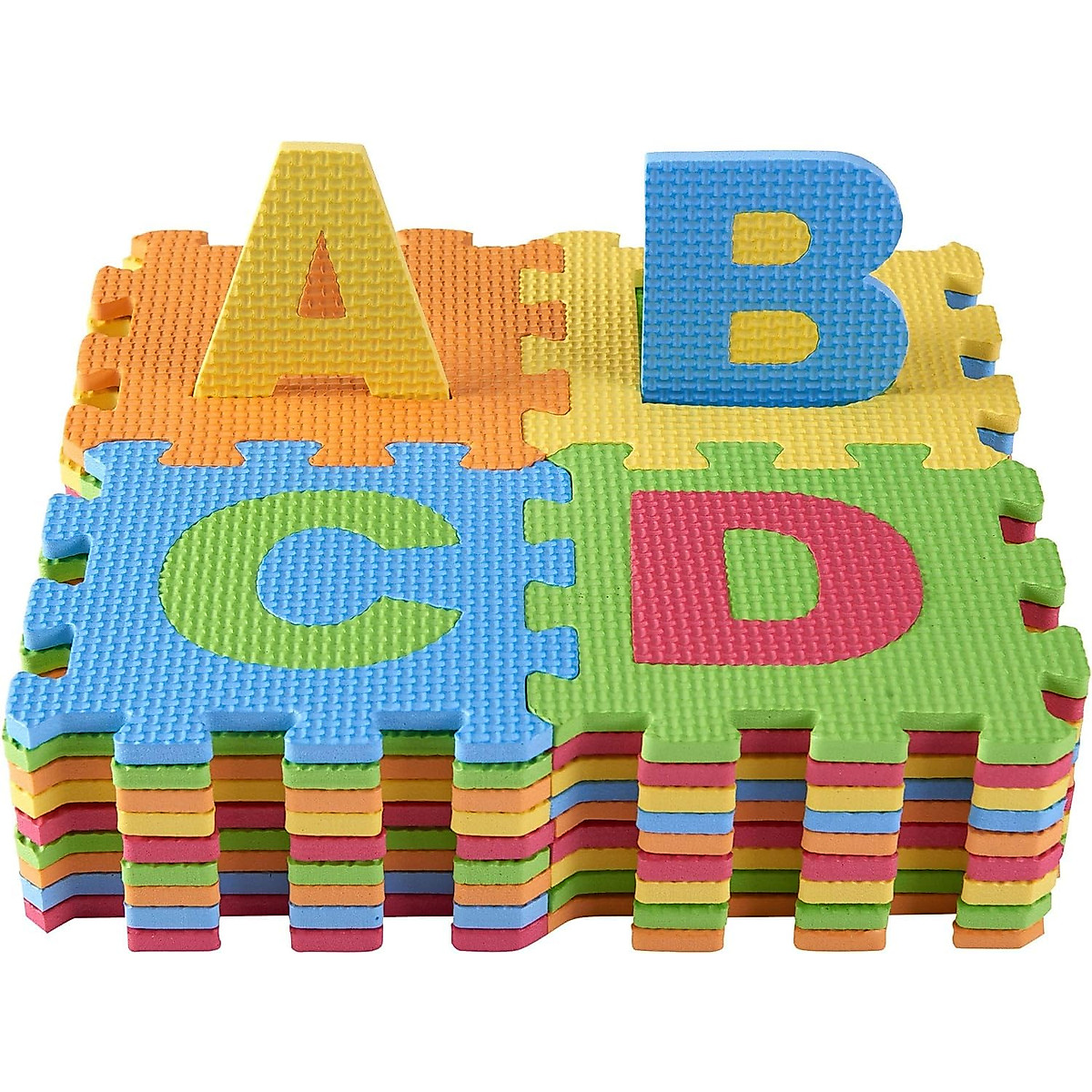 DIMPLE Kids Foam Play Mat (72 Pieces Total) 6.25 x 6.25 Inches Interlocking Alphabet and Numbers Floor Puzzle Colorful EVA Tiles Girls, Boys Soft, Reusable, Easy to Clean (2 Pack of 36)