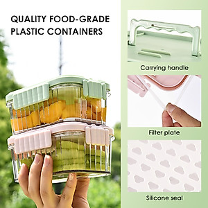 2 Pack Food Storage Containers with Lid, Portable Fruit Saver Berry Snack Keeper Container with Handle & Ice Sheet & Fork, Keep Fruits Food Fresh, for Fridge, Picnic, Office, Party, Camping (Yellow)