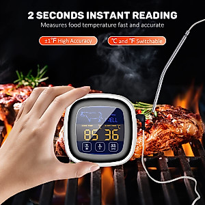 Vedozo Digital Meat Thermometer for Cooking, Instant Read LCD Touchscreen Food Thermometer with Long Probe, Cooking Thermometer and Clock Timer for Kitchen, BBQ, Oven by Giveme5