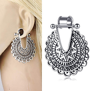 TIANCI FBYJS 3 Pairs Dangle Ear Plugs Tunnels Stainless Steel Pendant Ear Gauges Expander Stretcher Ear Piercing Jewelry (10mm=00g)