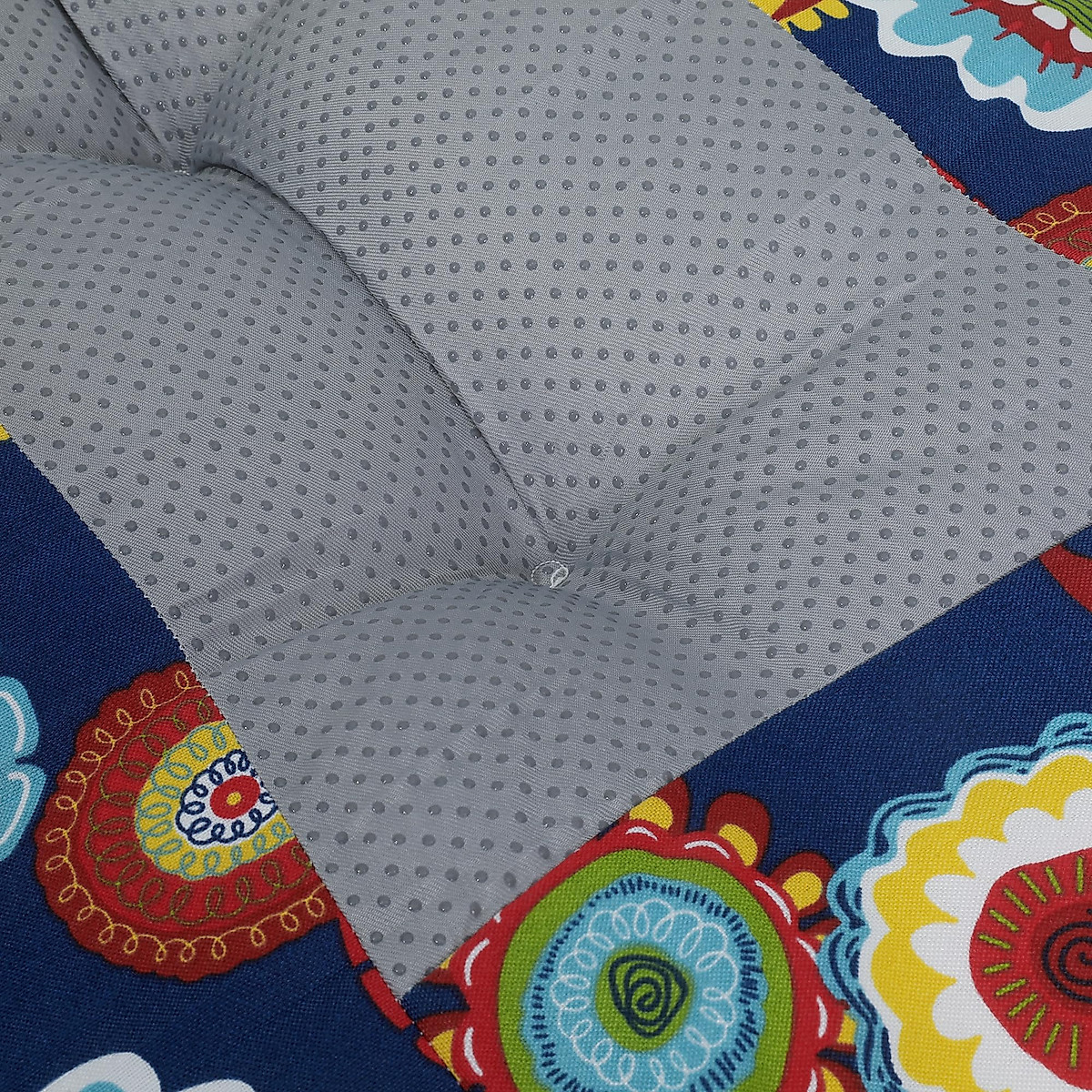 Magpie Fabrics Patio Bench Cushion 42"x18", Indoor/Outdoor Non-Slip Water Resistant Long Seat Pads, Tufted Loveseat Cushion for Swing, Settee, Window, Garden, Wicker, Front Porch (Heronsbill Navy)