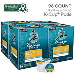 Caribou Coffee Daybreak Morning Blend, Single-Serve Keurig K-Cup Pods, Light Roast Coffee, 24 Count (11.9g)(Pack of 4)