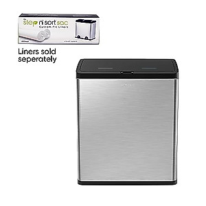 Step N' Sort The 16 Gallon Motion Sensor Dual Trash and Recycling Bin with Removable Inner Bins