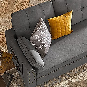 HONBAY Reversible Sectional Sofa L-Shape Sofa Convertible Couch 4-Seater Sofas Sectional for Apartment Dark Grey