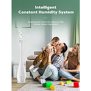 Aiheal Humidifier for Bedroom, 5L Cool Mist Floor Humidifiers for Large Room, Quiet Ultrasonic Humidifier with Smart Humidistat Mode and Essential Oil Diffuser, Baby Humidifiers with Sleep Mode, White