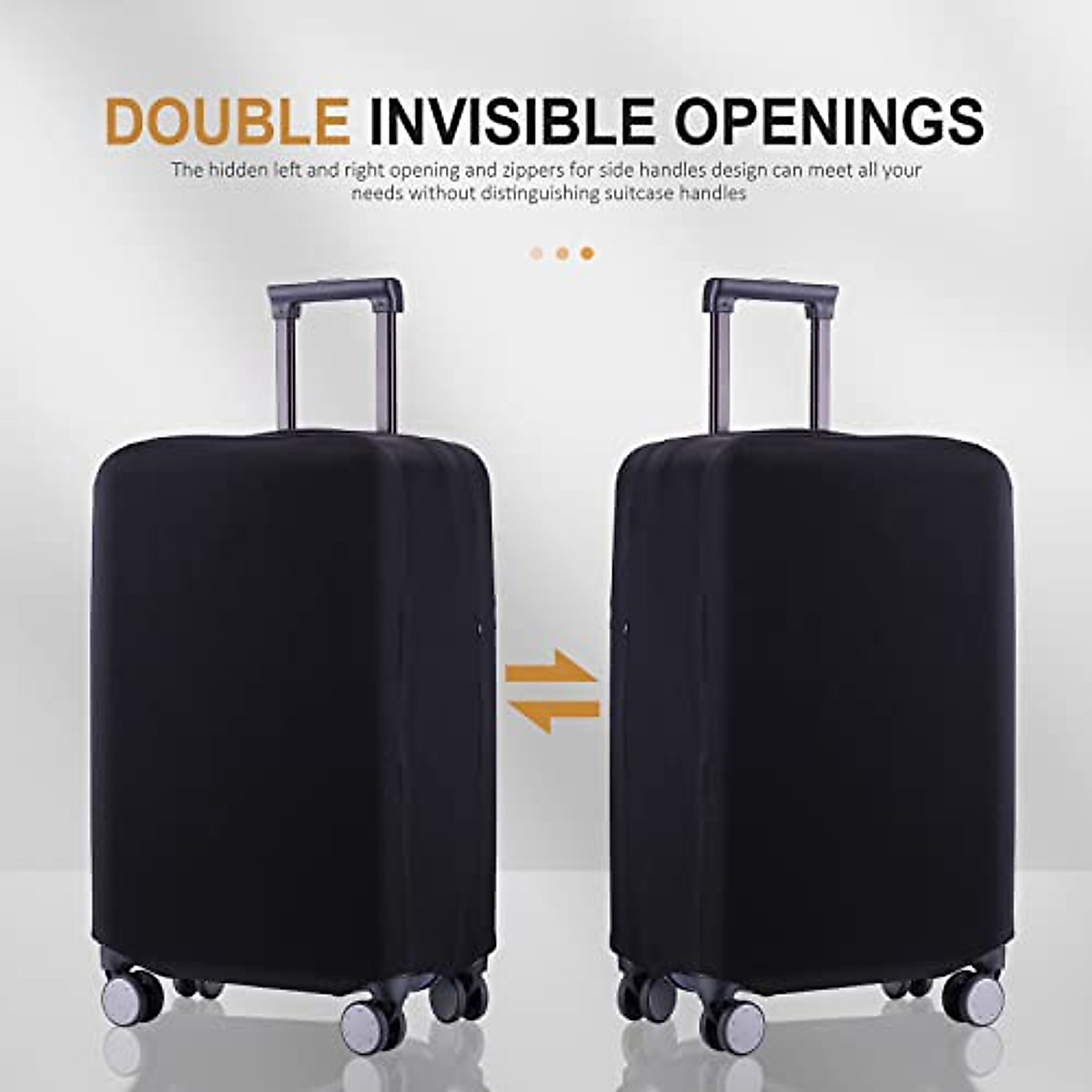 RainVillage Travel Luggage Cover Suitcase Protector Scratch-Resistant Fit 19-31 Inch Suitcase, Not Included Suitcase (Black, 2XL(30-31inch))