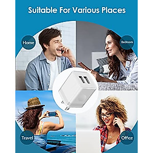 USB Wall Charger, KENHAO 3-Pack 2.1A/5V Dual Port USB Cube Power Adapter Charger Plug Charging Block Box Brick for iPhone 13 12 11 Pro Max XS XR X 8 7 6 Plus SE, iPad, Samsung, LG, Android Phones