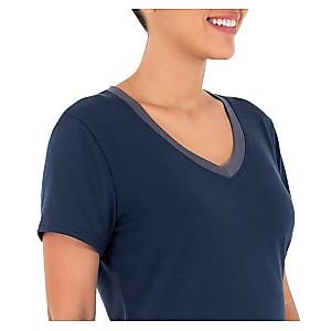 Fruit of the Loom Women's Sleeve Tee and Short 2 Piece Sleep Set, Midnight Blue, X-Large