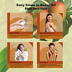 Raw Mango Butter 16 oz. / 1 lb. - 100% Pure Natural Unrefined - Great for Skin, and Hair Growth. DIY Soap Making, Body Butters, Lotions and Creams.