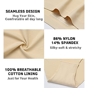 Wealurre Seamless Underwear for Women No Show Panties Soft Stretch Hipster Bikini Underwears 5-Pack (826M-Light)