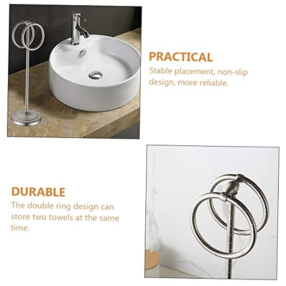 Zerodeko 1pc Hanging Decorative Store Stand Bathroom Floor-Standing Silver Holder Storage Towel Movable Practical Towels Fingertip Standing Hand Accessory for Stainless Countertops