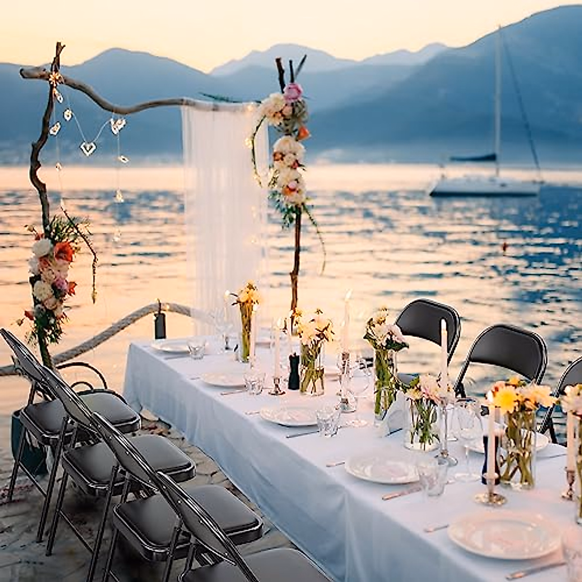 VINGLI 4 Pack Folding Chairs with Padded Seats, Metal Frame with Pu Leather Seat & Back, Capacity 350 lbs, Set of 4, Black