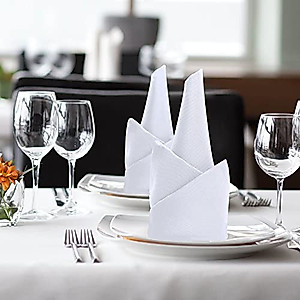 Leviharmony 12 Pack Cloth Napkins – White – 17 x 17 Inch – 100% Polyester Dinner Napkins – Table Napkins for Restaurant, Events and Weddings