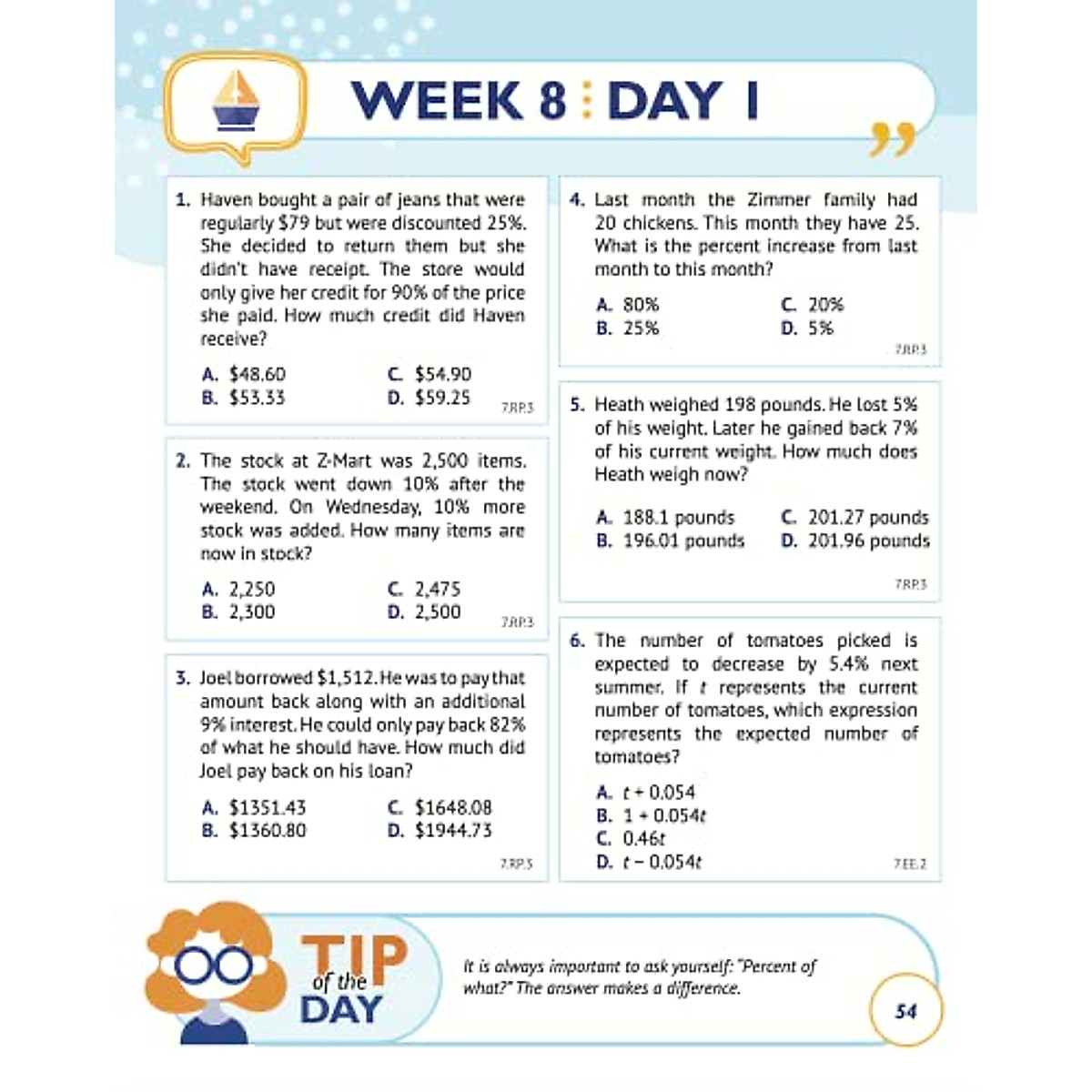 7th Grade Common Core Math: Daily Practice Workbook - Part I: Multiple Choice | 1000+ Practice Questions and Video Explanations | Argo Brothers (Next Generation Learning Standards Aligned (NGSS))