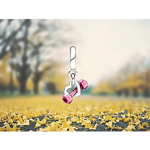 BEEUVIP Dumbbell & Heart Dangle Charm 925 Sterling Silver Openwork Bead for Charm Bracelets and Necklaces, Birthday Mothers Day Jewelry Gifts Women