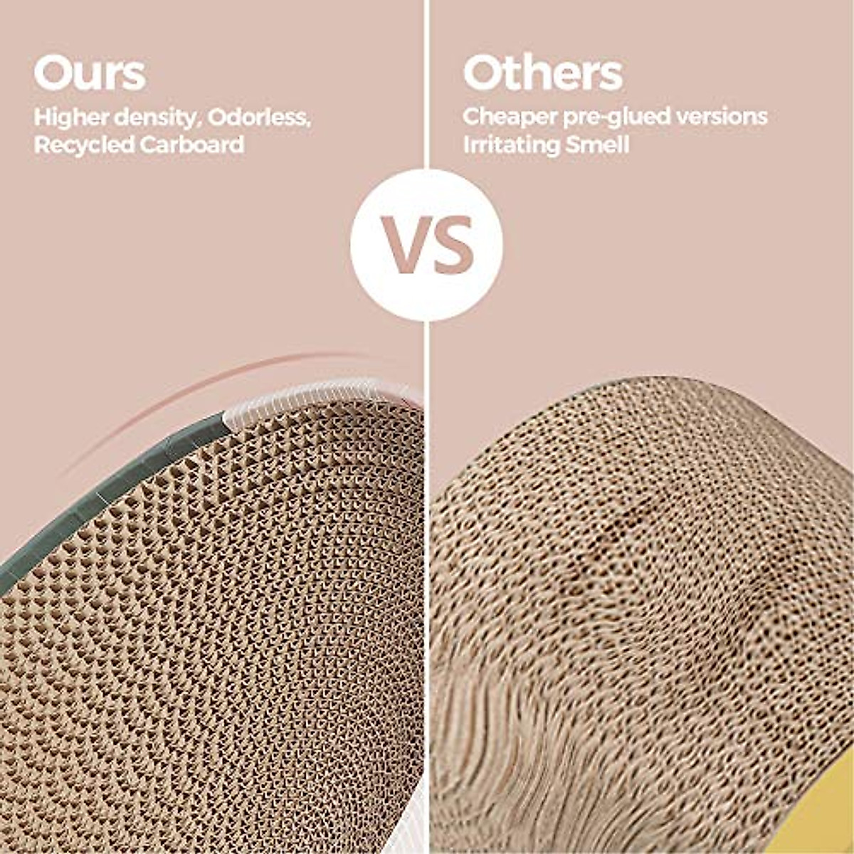 MSBC Cat Scratcher Carboard Bed Lounge Couch for Indoor Cats Oval Shape 17"x13", Kitty Cat Scratching Pad Recycle Corrugate Scratcher Long Lasting Furniture