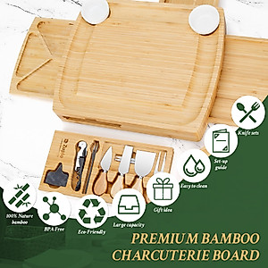 Zuplo Large Charcuterie Board Gift Set - Bamboo Cheese Board and Knife Set: Wooden Tray Movie Night Snack Trays House Warming Gifts for New Home/Wedding/Couple/Cool Bridal Showe/Christma/Anniversary