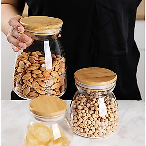 RockTrend Clear Glass Food Sealed Storage Container Spice Jar Coffee Bean Storage Jar with Wooden Lid