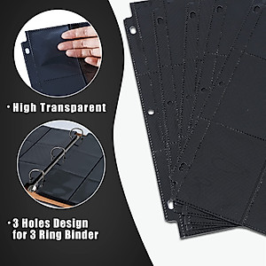 9 Pockets Trading Card Binder Sleeves Pages,900 Pockets/ 50 Sheets Card Protectors Fit 3 Ring Binder Card Sheets Double-Sided for Standard Size Cards Sport Cards Id Game Cards OS0850BK