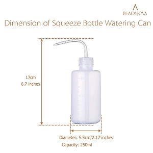 BEADNOVA Squeeze Bottle Plant Watering Bottle 250ml 8oz Small Wash Bottle Squeeze Plastic Small Watering Can for Indoor Plants Succulent Watering Can (3pcs)